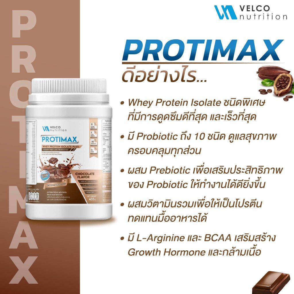 VELCO NUTRITION PROTIMAX WHEY PROTEIN ISOLATE PLUS VITAMIN FIBER AND ...